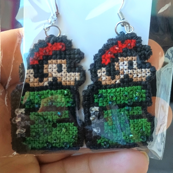 Handmade | Jewelry | Cute Super Mario Brothers Nintendo Cross Stitch ...